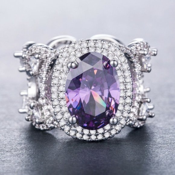 Jewelry | Luxury 925 Silver Purple Amethyst Ring | Poshmark